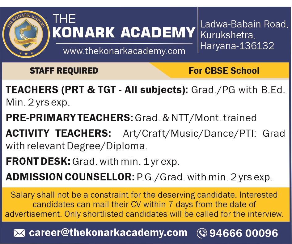 Career – THE KONARK ACADEMY
